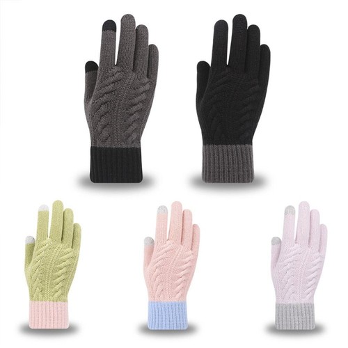 Thick Cold Proof Touch Screen Winter Gloves All Finger Gloves Knitted ...