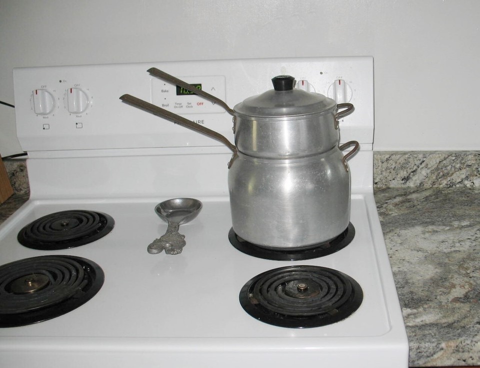 Large Vintage Double Boiler Pans 3 pc Wear-Ever #2434 Aluminum MCM ...