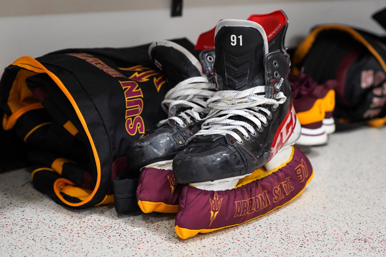 ARIZONA STATE Josh Doan #91 game-worn CCM FT4 skates from 2021-22 ...