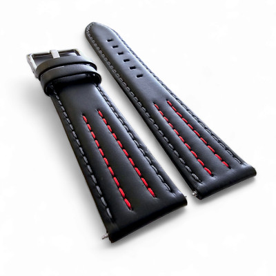 Premium Rally Racing Leather Watch Strap Band Mens 18mm 20mm 22mm Black ...