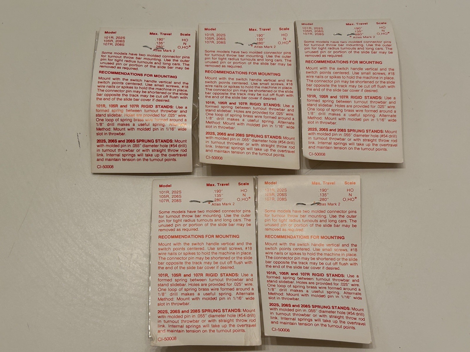 Qty 5 - CABOOSE INDUSTRIES 202S HO Scale Switch Ground Throw - New Old ...