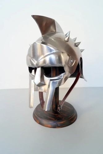 Maximus Helmet Gladiator Movie Spiked Silver Steel Medieval Helmet ...
