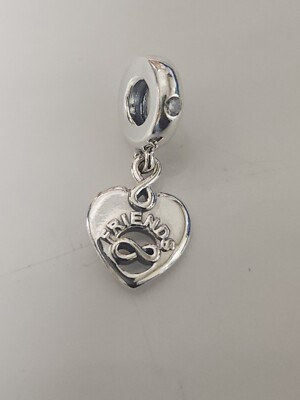 AUTHENTIC PANDORA FRIENDS FOREVER HEART DANGLE CHARM #799294C01 | eBay