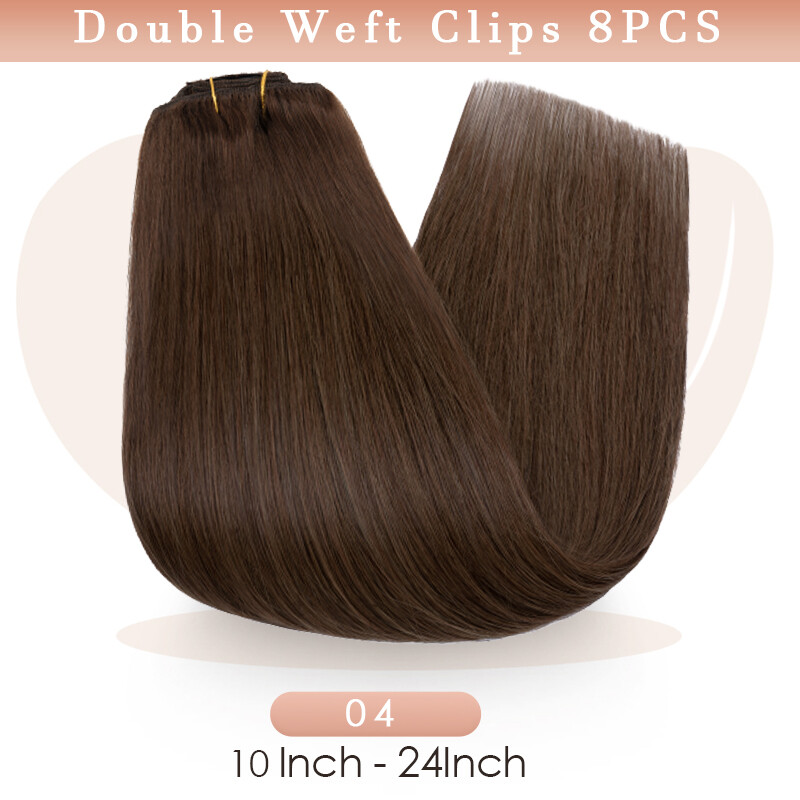 9A Clip In Double Weft Real Remy Human Hair Extensions Balayage Thick ...