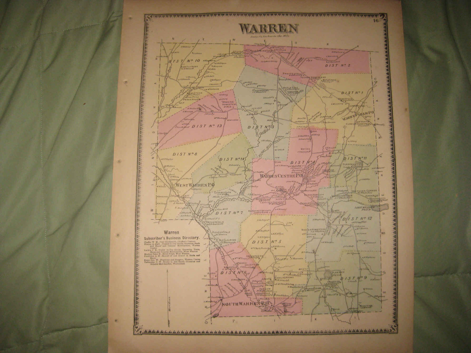 MINT ANTIQUE 1869 WARREN TOWNSHIP BRADFORD COUNTY PENNSYLVANIA ...