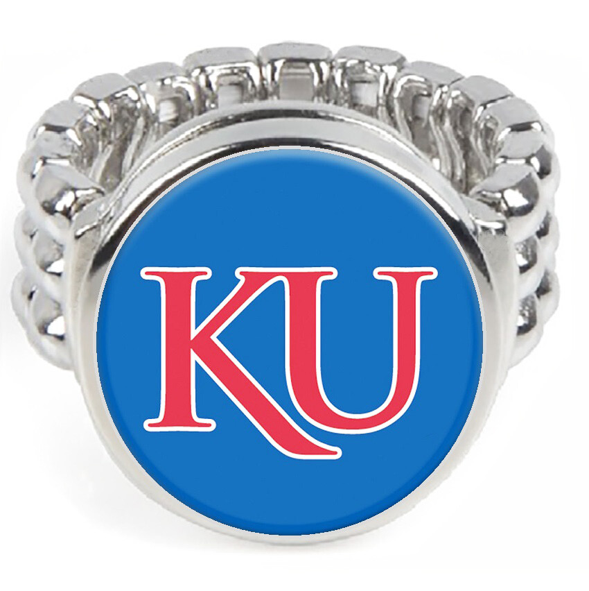University Of Kansas Jayhawks Silver Mens Womens Ring Fits All w GiftPk ...