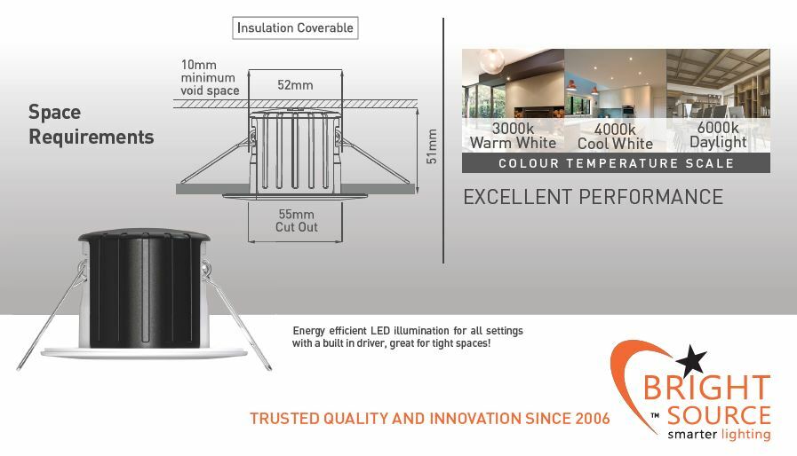 Bright Source DL5 5w LED IP65 Waterproof Fire Rated Ceiling Downlight ...