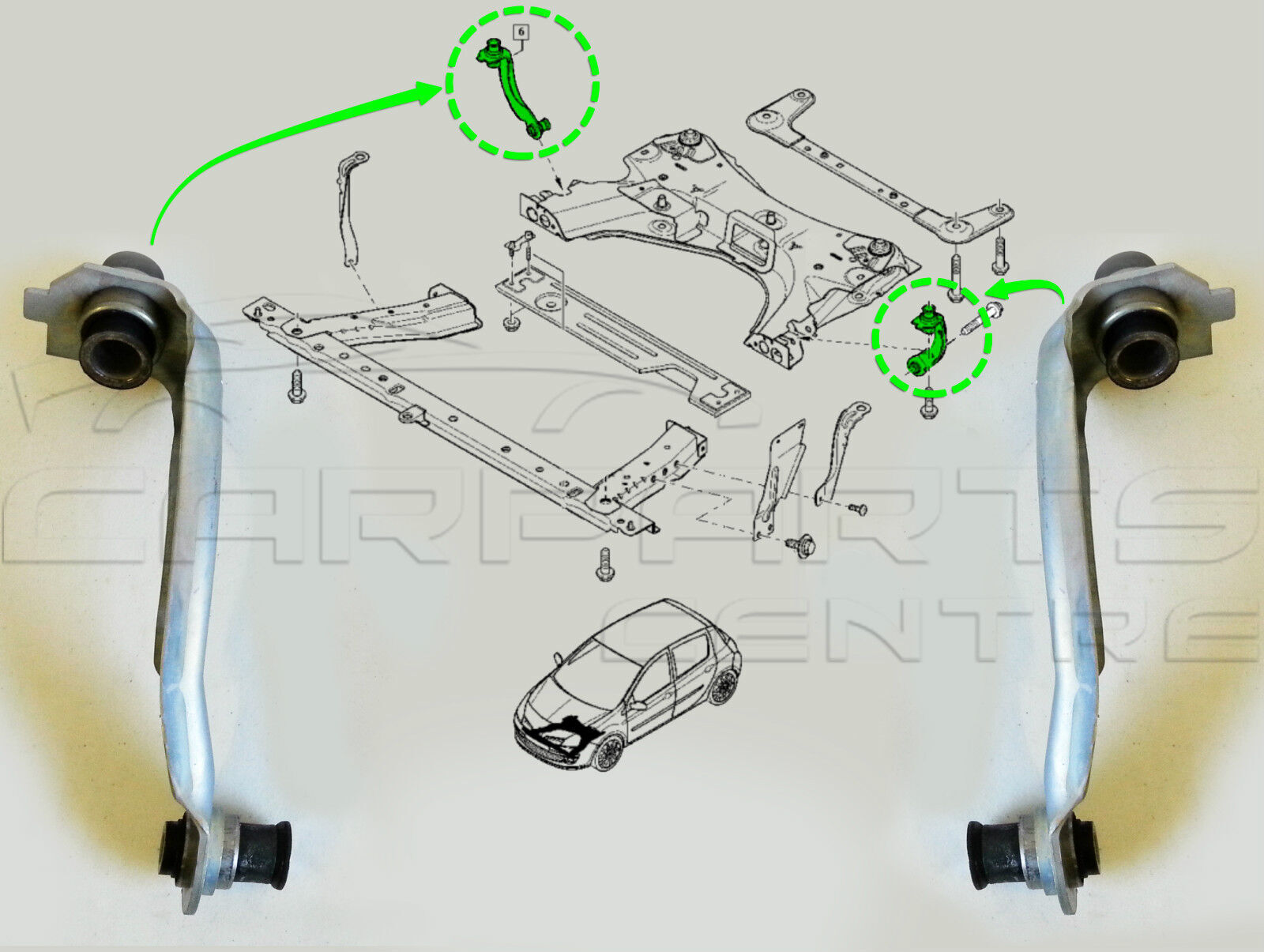 FOR RENAULT CLIO MK3 2005- FRONT SUBFRAME MOUNT MOUNTING CONTROL ARM ...
