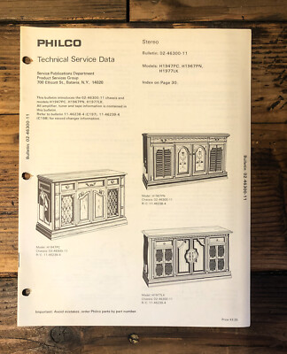 Philco H1947 H1967 H1977 PC PN LK Console Stereo Service Manual ...
