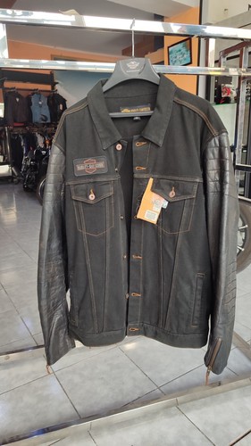 Harley-Davidson 97463-18VM 2XL Men's Leather Sleeve Denim Slim Fit ...