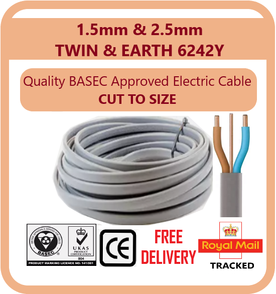 TWIN & EARTH Electric Cable Wire 1.5mm - 2.5mm 6242Y FAST FREE DELIVERY | eBay UK