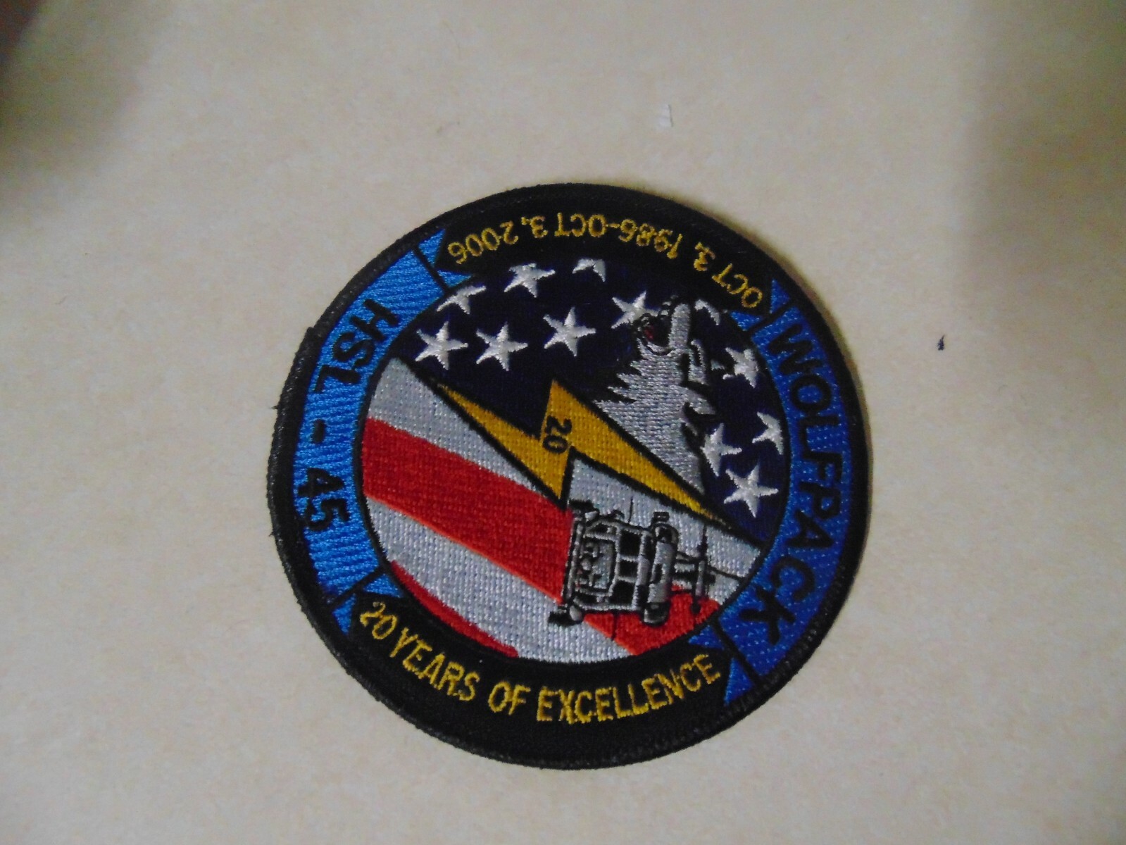 MILITARY PATCH WOLFPACK HSL-45 OCT 3, 1986-OCT 3, 2006 20 YEARS OF ...