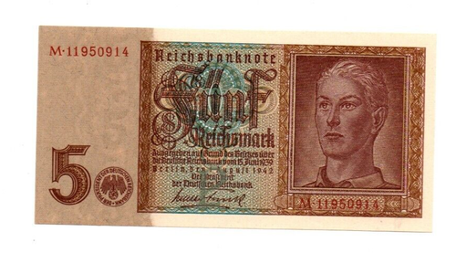 5 REICHSMARK UNC BANKNOTE FROM NAZI GERMANY 1942 PICK-186 | eBay