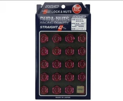 RAYS RED LUG DURA NUTS STRAIGHT L32 32MM WHEEL WHEELS LOCK M12x1.5 12x1 ...