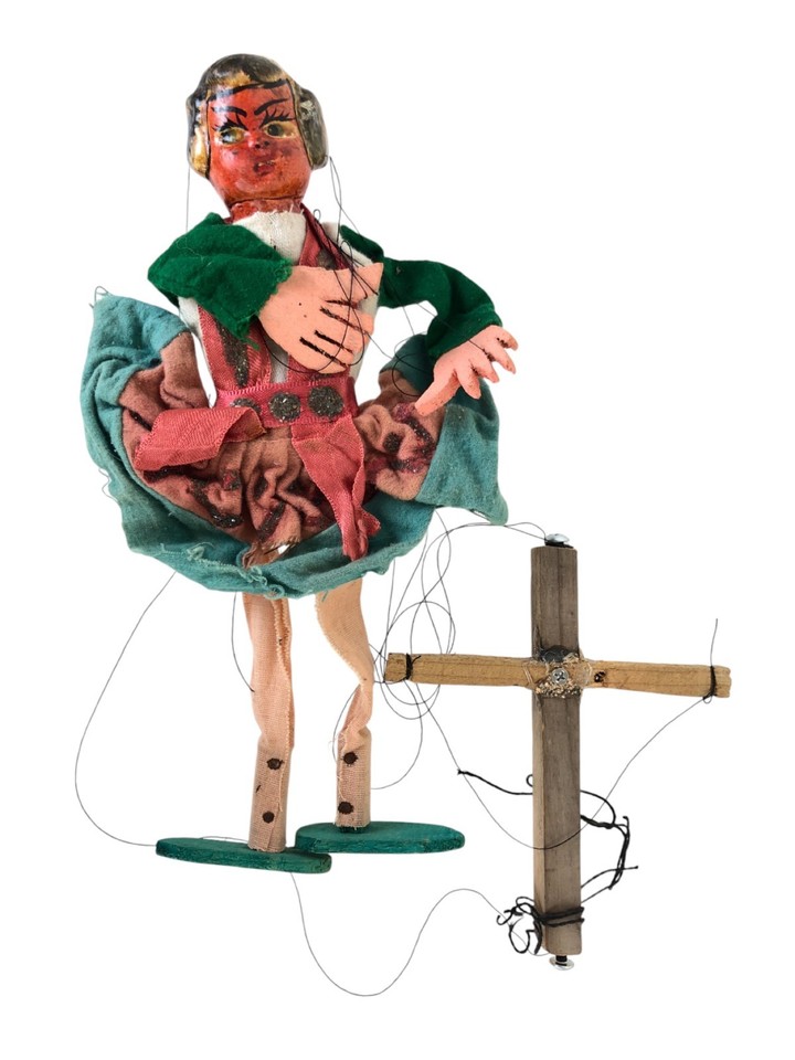 Antique Vintage Pancho Villa Wife Doll Marionette Puppet 10" Bisque ...
