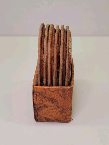 Vintage Egyptian Themed Coasters Set of 6 - Leather Like Texture Over ...