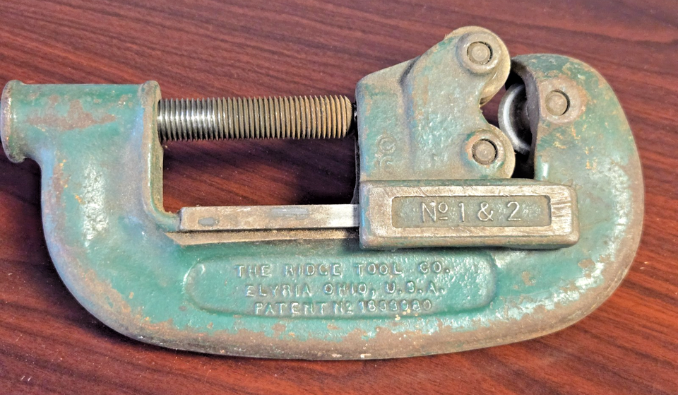 Vintage RIDGID No. 1 & 2 Pipe Cutter 1/8"–2" Elyria Ohio USA Heavy Duty ...