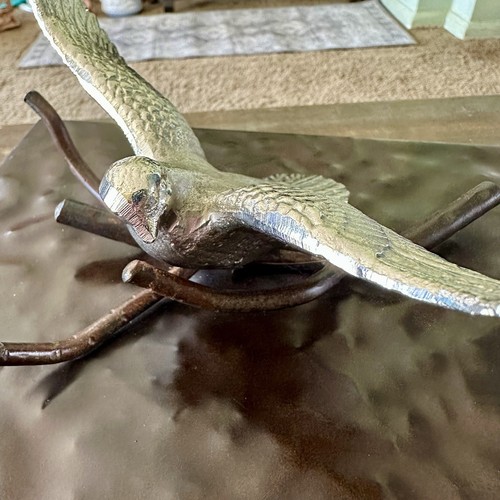 Jan Barboglio Brown Hammered Metal Bird Box Nickel Eagle Rectangular 9 ...