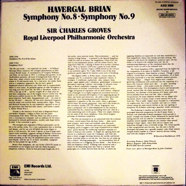 Havergal Brian / Sir Charles Groves / Royal Liverpool Philharmonic ...