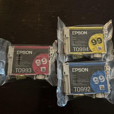 Lot of 3 Epson 99 Ink Cartridges Genuine Cyan, Magenta, Yellow | eBay
