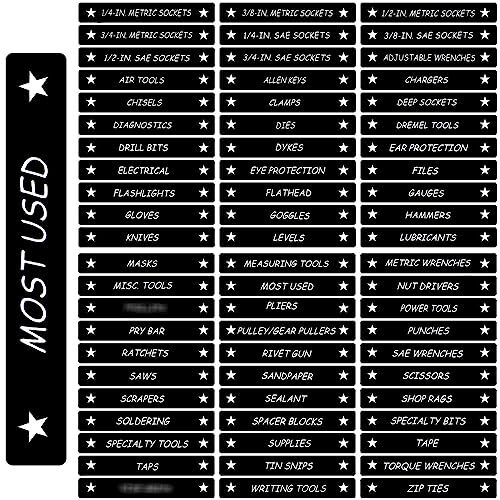 Tool Box Organizational Magnetic Labels Fits All Brands Tool Chest | eBay