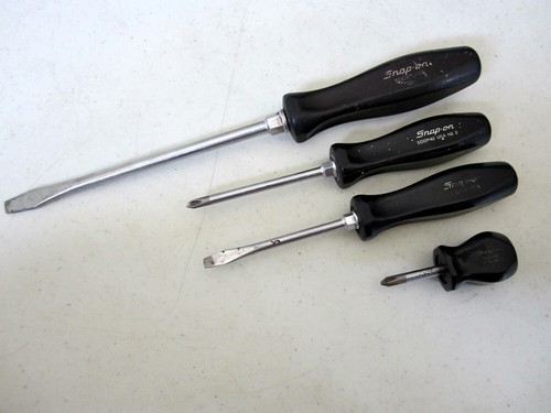 Vintage Snap-on 4pc Slotted & Phillips Screwdrivers Black Hard Handle ...