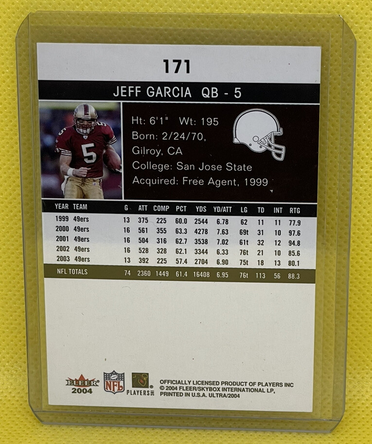 Jeff Garcia 2004 Fleer Ultra #171 San Francisco 49ers | eBay