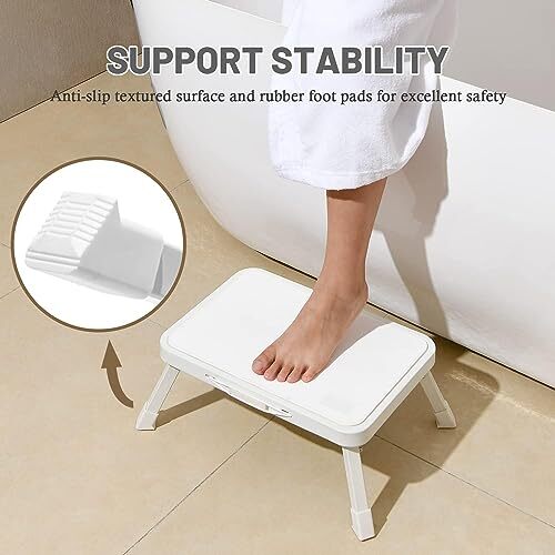 Small Step Stool Sturdy Folding One Step Stool for Adults with Non-Slip ...