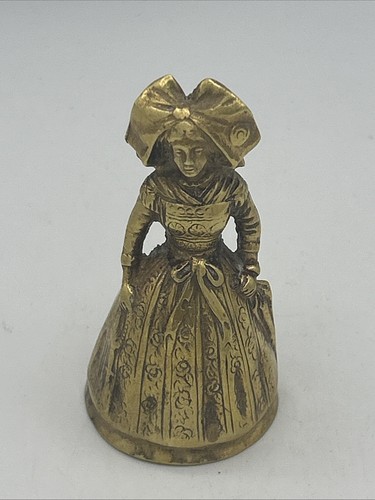 Antique Brass Victorian Elizabethan Lady Table Servant Bell 3.5" tall ...