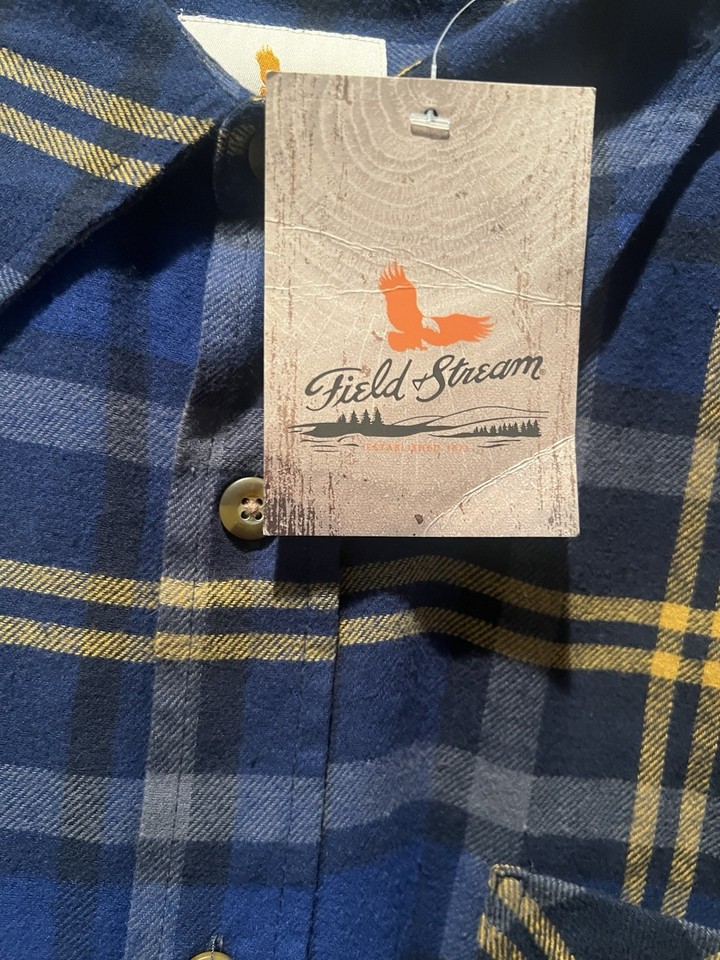 Field & Stream Shirt Plaid Flannel Size XL Blue Men's Heavy 100% Cotton ...
