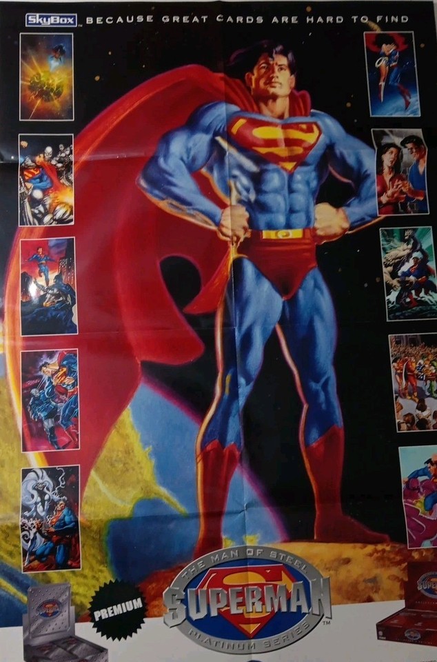 Superman vintage PROMO POSTER 1994 FOLDED UNUSed dc comics man of steel ...