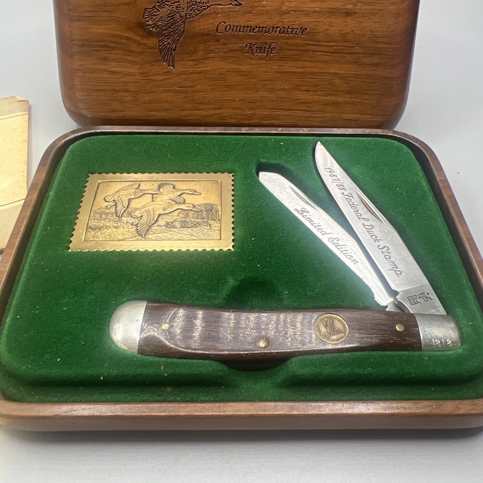 SCHRADE '87 Federal DUCK Stamp 2 Blade Folding Pocket KNIFE w/ display ...