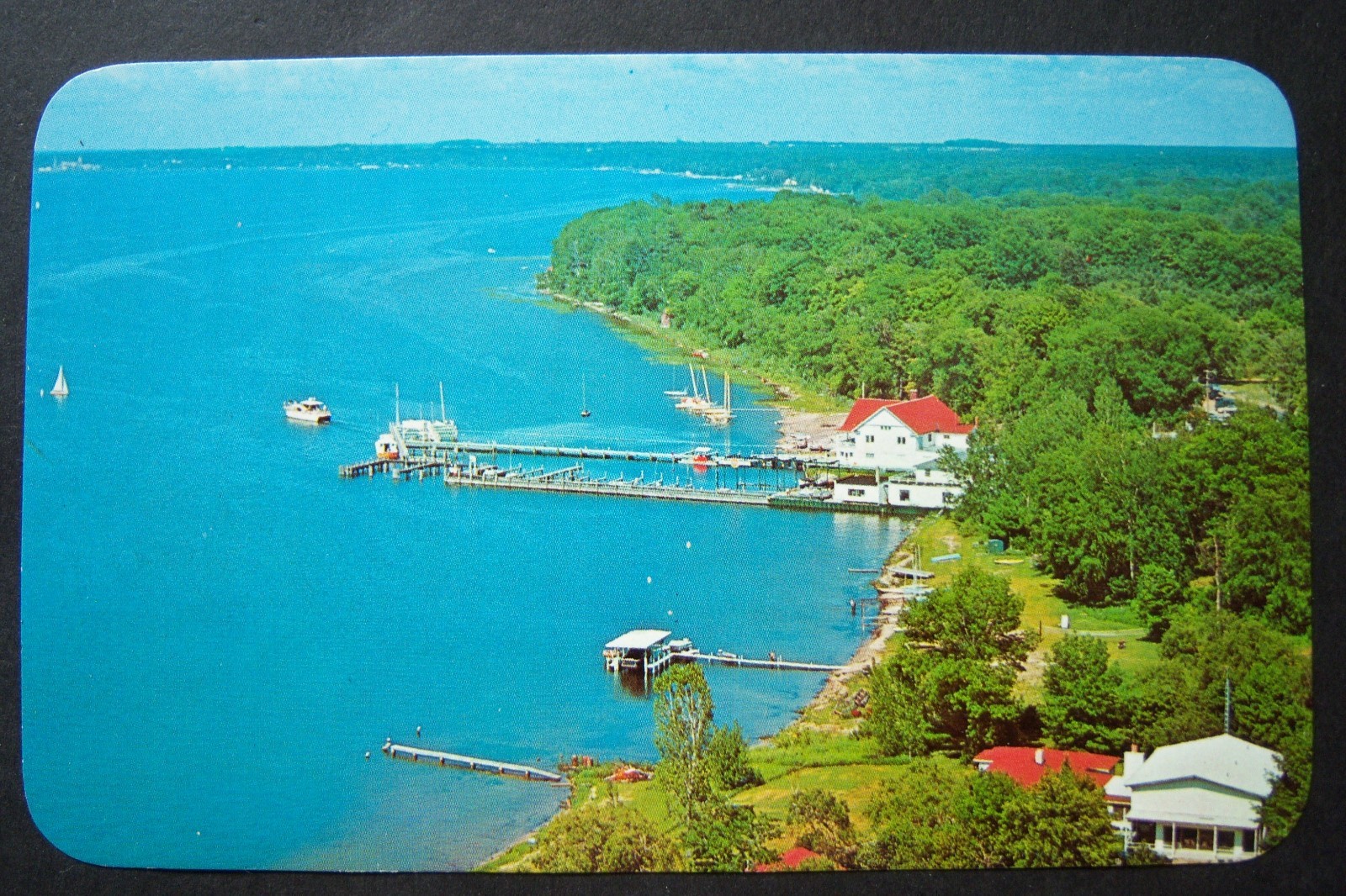 WHITE LAKE YACHT CLUB, Whitehall, Michigan vintage postcard, aerial ...