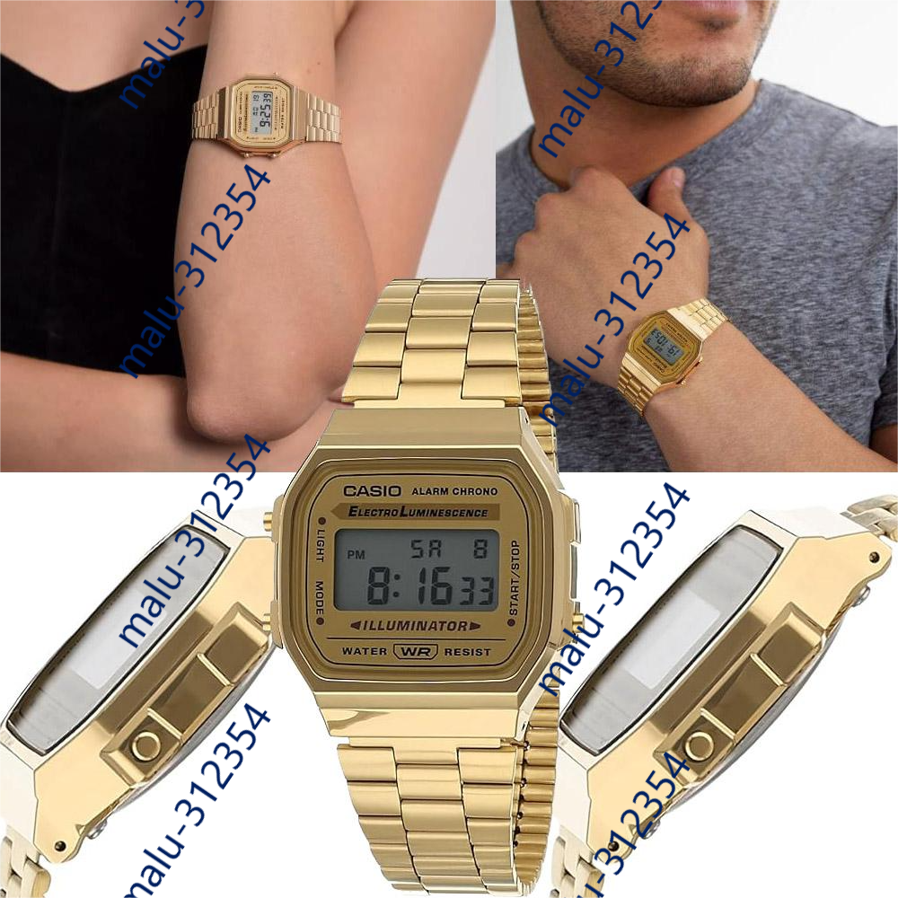 Casio A168WG-9 Men Women Gold Stainless Steel Digital Vintage Classic ...