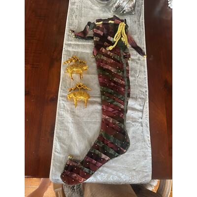 Katherine's Collection Wayne Kleski Christmas Stocking ribbon woven 24 ...