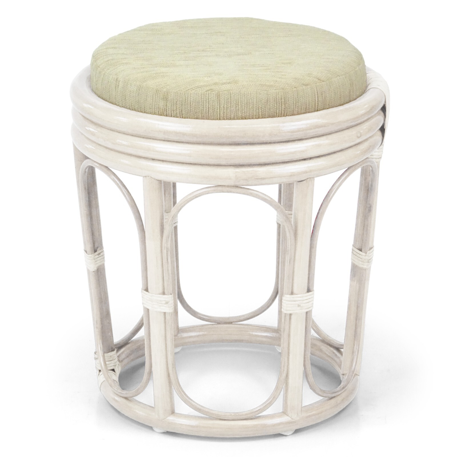 Handmade Round Stool Pier Rattan Wicker w/ Cushion Plant Stand, White ...