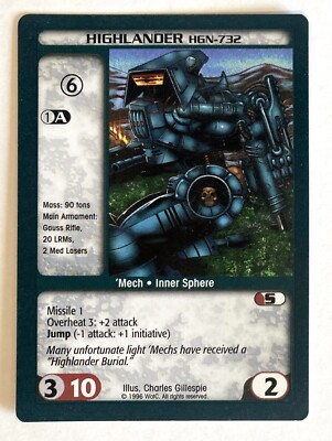 Highlander HGN-732 Battletech CCG Unlimited 'Mech | eBay