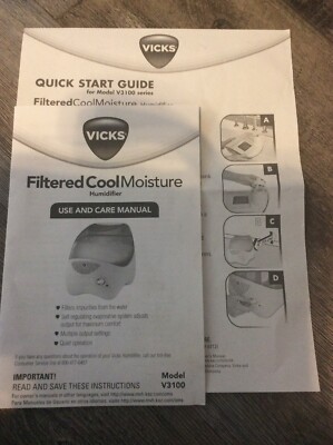 Vicks cool mist humidifier or use and care manual Model V3100 Manual ...
