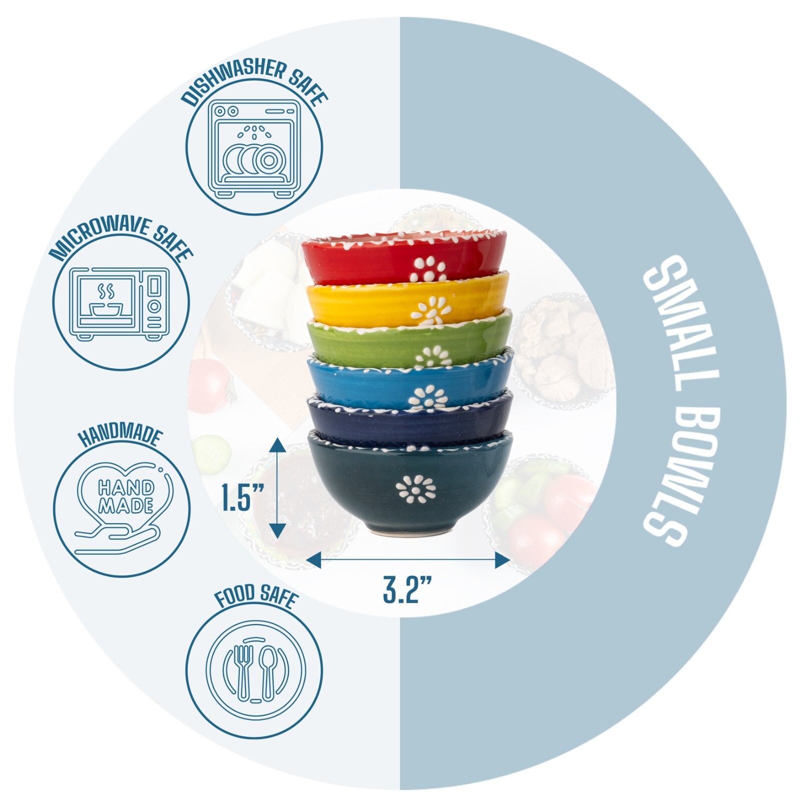 Handmade Ceramic Small Bowls, Dip Bowls Set of 6, Pinch Bowls 3.5 Oz ...