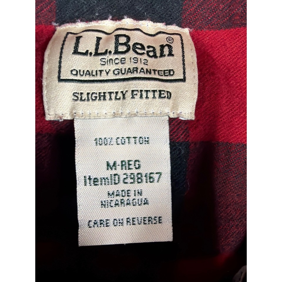 LL Bean Flannel Shirt Mens M Reg Buffalo Plaid Button Down Slightly ...