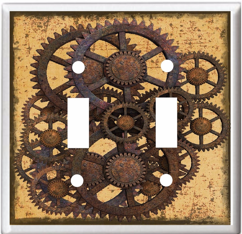 RUSTY STEAMPUNK GEARS LIGHT SWITCH COVER PLATE 2 U PICK PLATE SIZE | eBay