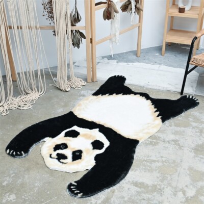 Faux Fur Animal Panda Print Rug Non Slip Mat Fluffy Carpet Home Decor ...