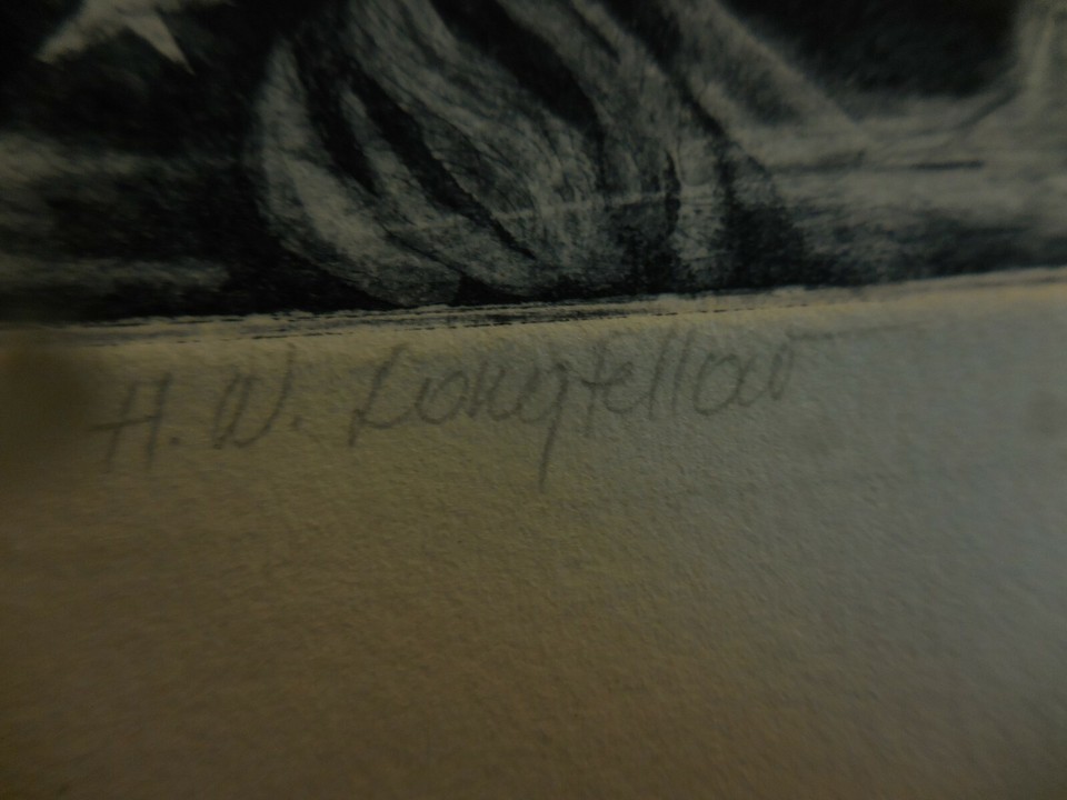 Lmtd-Edition 5/25 Abstract Steel Engraving "Evangeline H.W. Longfellow ...