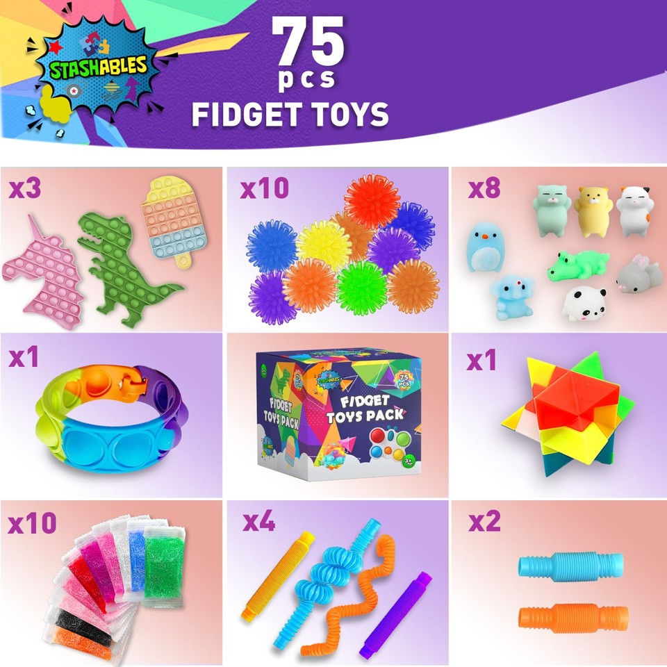 75 pcs Fidget Toys Kids Pack - Treasure Chest Goodie Bag Rewards | eBay