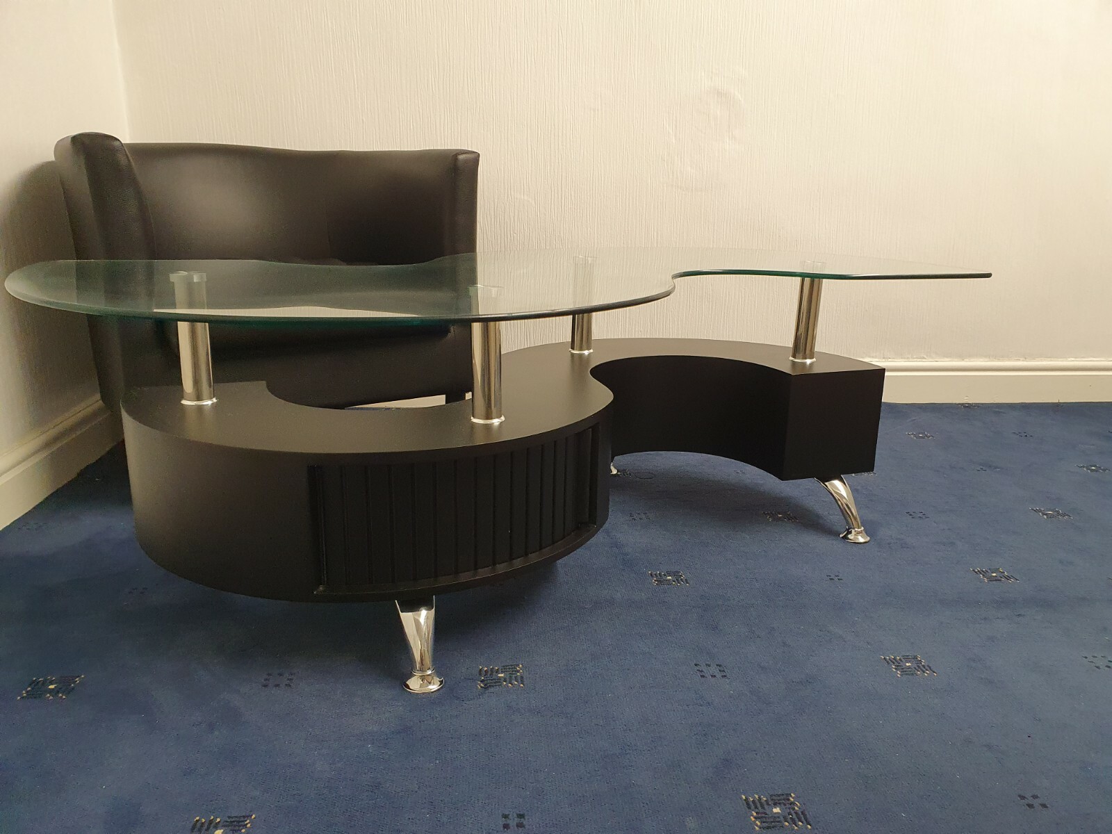 S Shaped Glass Coffee Table In Black | eBay