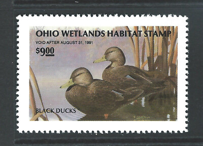 Bigjake: #OH-9, $9.00 Black Ducks, 1990 Ohio Duck Stamp | eBay