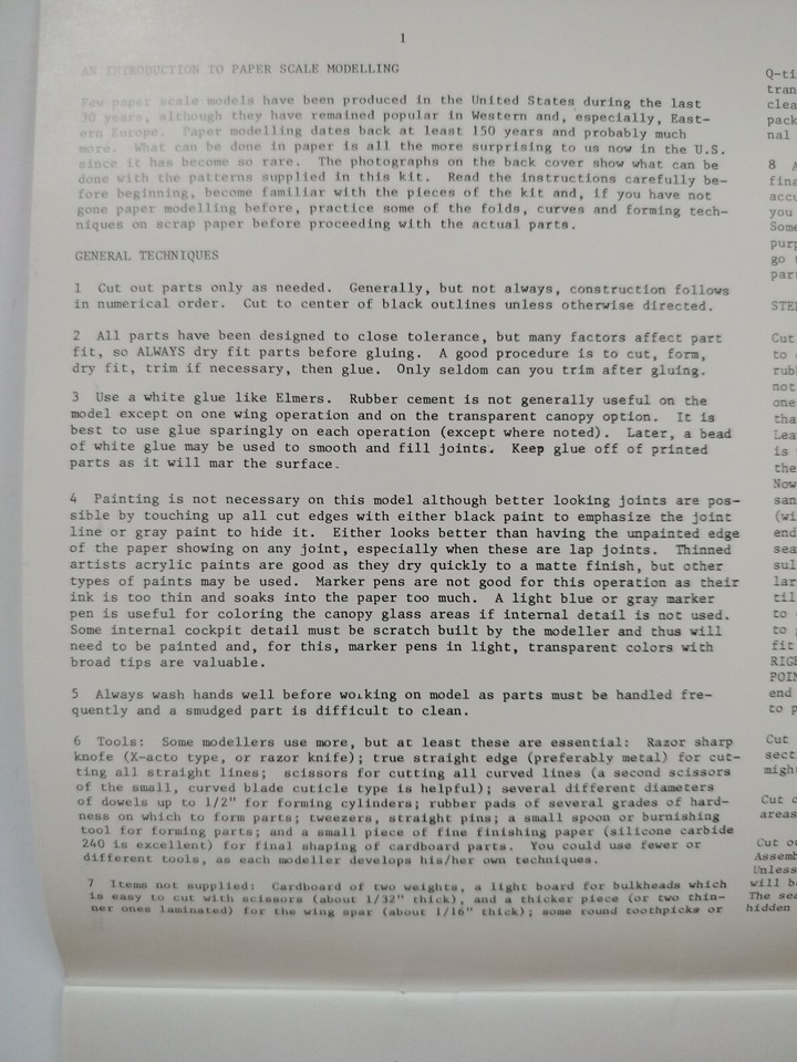 Vintage 1978 Cunningham-Hall GA-36: 1/24 Scale Paper Model Kit ~ Meta ...
