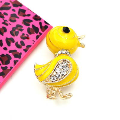 New Enamel Crystal Rhinestone Cute Little Yellow Duck Charm Party ...