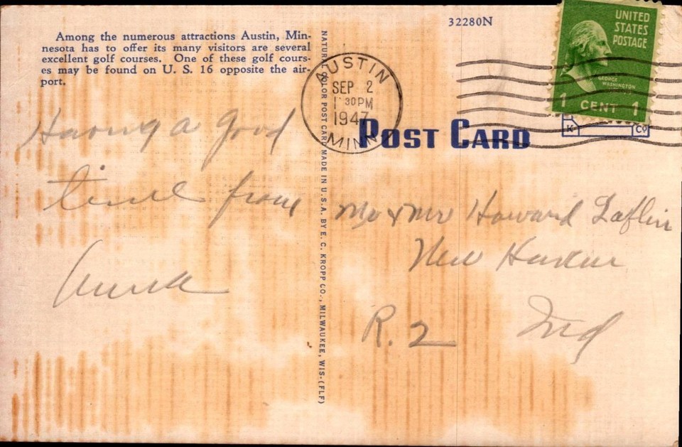 Austin, Minnesota-COUNTRY CLUB 1947 LINEN POSTCARD -BK55 | eBay