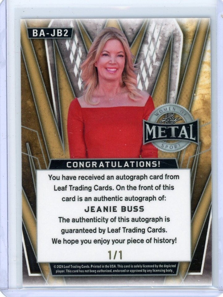 2024 Leaf Women of Sport Jeanie Buss Blue Mojo Metal Auto 1/1 Los ...